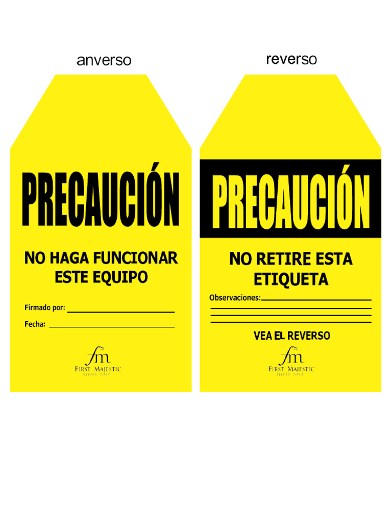 Tarjeta Equipo Fuera de Servicio Editable | PDF