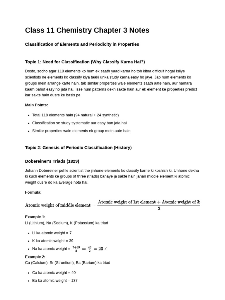 Ch3 Chemistry Class11 Notes | PDF | Atomic | Periodic Table