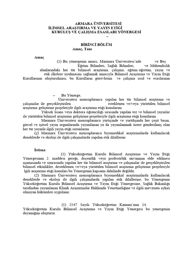 Mu Etik Kurul Yonergesi v09 | PDF