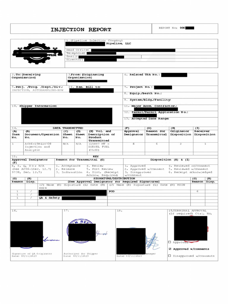 Injection Report - Redacted | PDF | Chemistry | Liquids