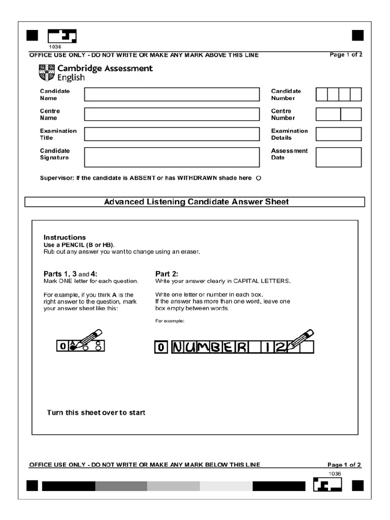 CAE Answersheet Listening | PDF