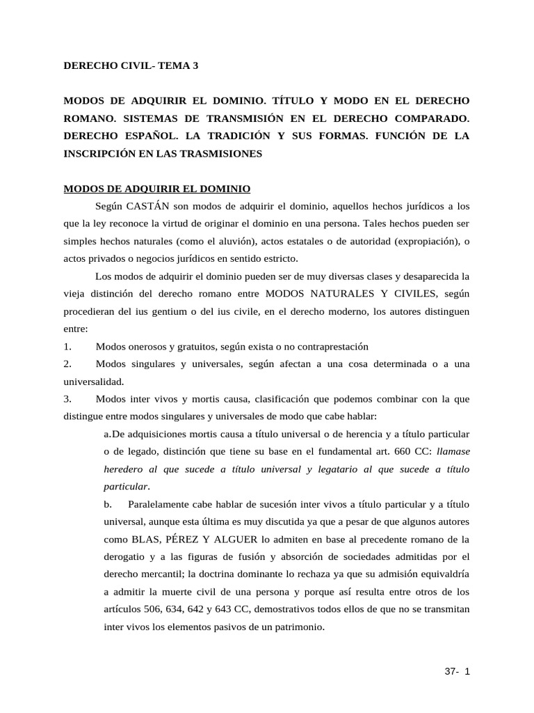 Tema 3. Modos de Adquirir El Dominio (1) 2 | PDF | Propiedad | Herencia