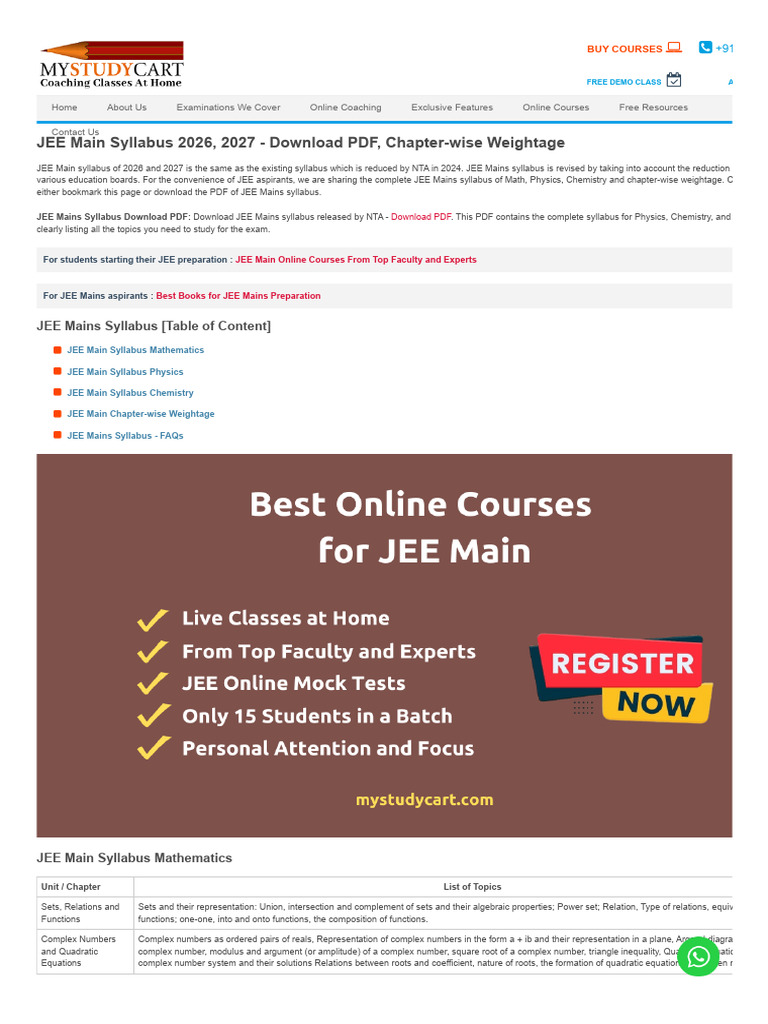 JEE Mains 2027 Syllabus & Weightage PDF | PDF | Chemical Bond ...