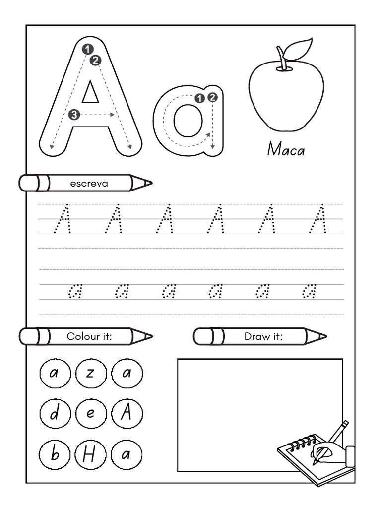 Kindergarten Alphabet Worksheet Bundle in Black and White Minimalist ...