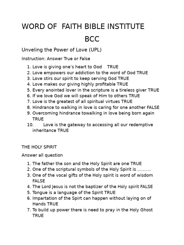 Love and Holy Spirit Insights Quiz | PDF