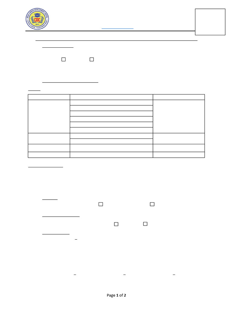 October 2024 CDC Application Form | PDF
