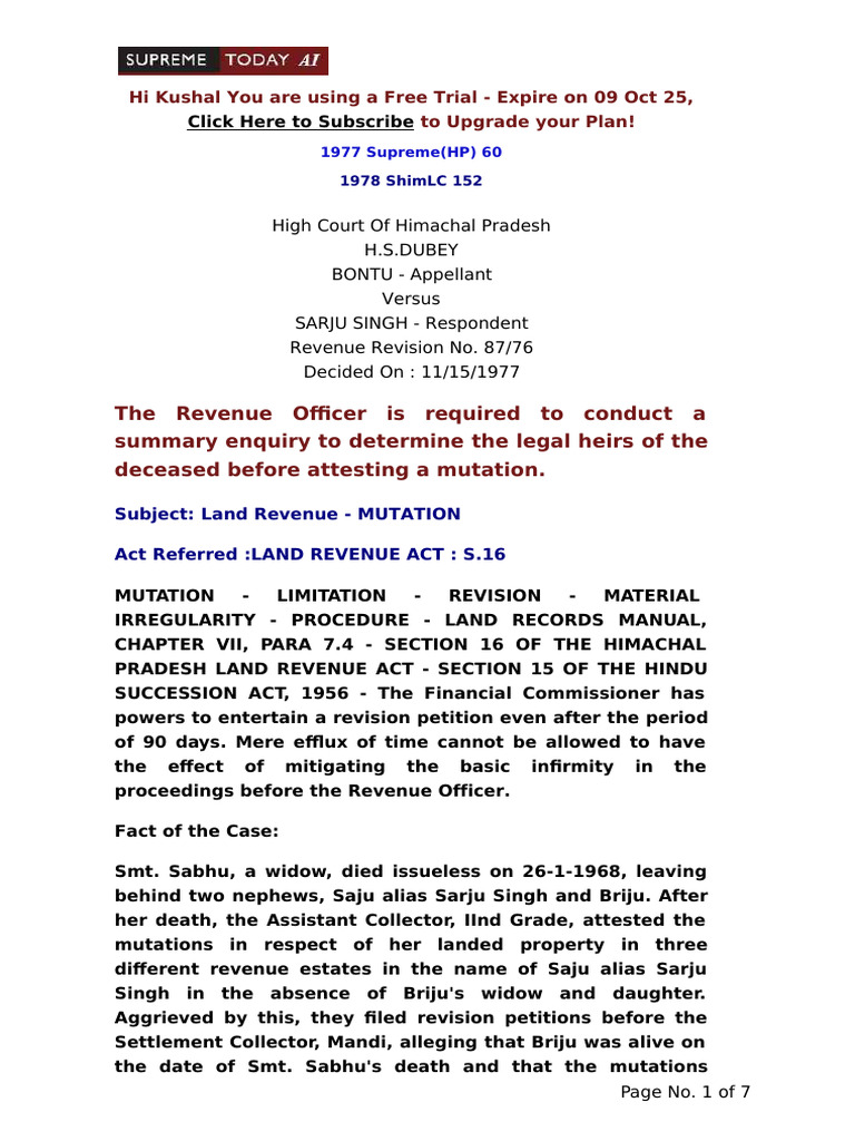 Bontu Vs Sarju Singh 1977 Supreme HP 60 | PDF | Justice | Crime & Violence