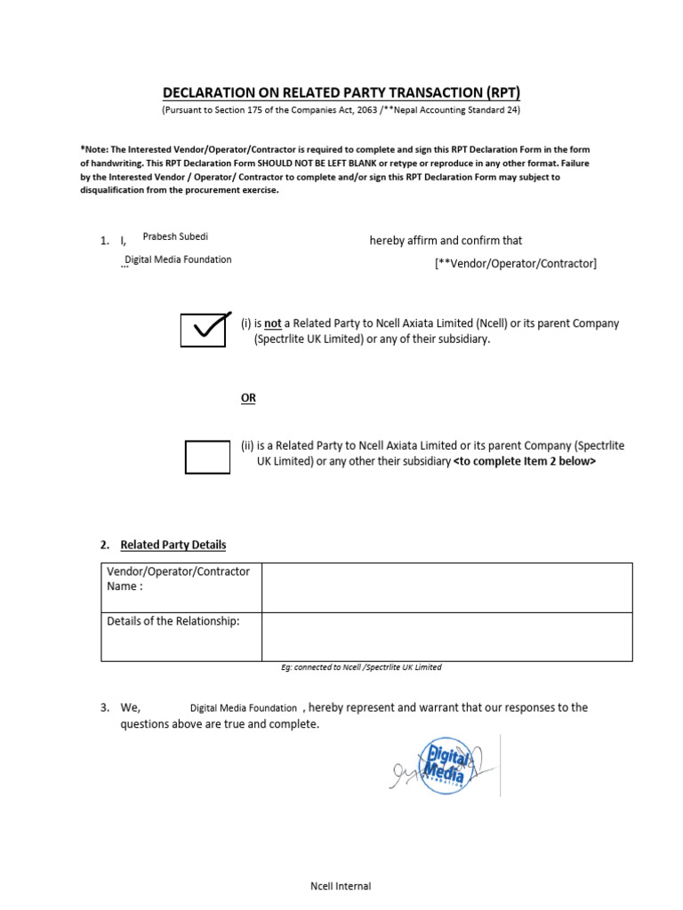 Ncell Related Party Transaction Declaration | PDF | Justice | Crime ...