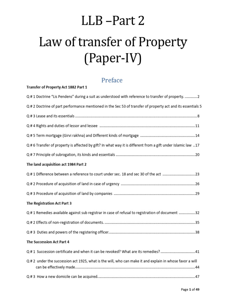 Property Transfer Laws Explained | PDF | Cost Of Living | Lease