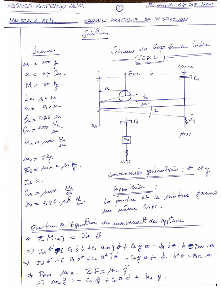 Ndongo Katengo Salva Solution Vibration Mecanique | PDF