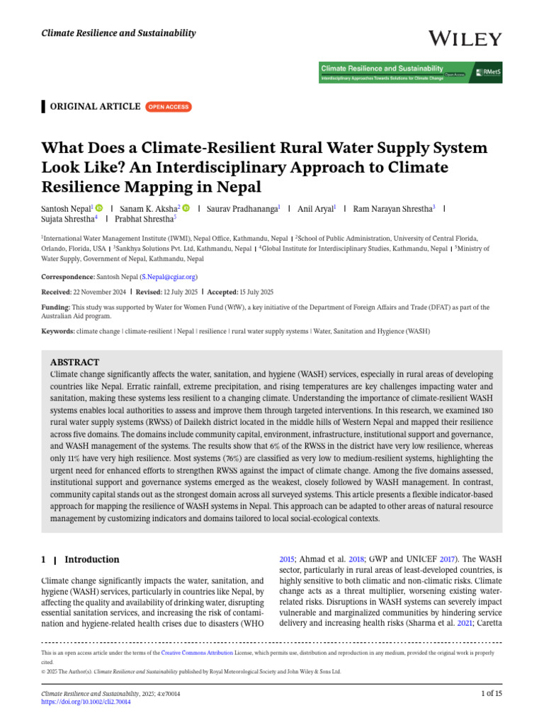 Climate Resilience - 2025 - Nepal - What Does A Climate Resilient Rural ...