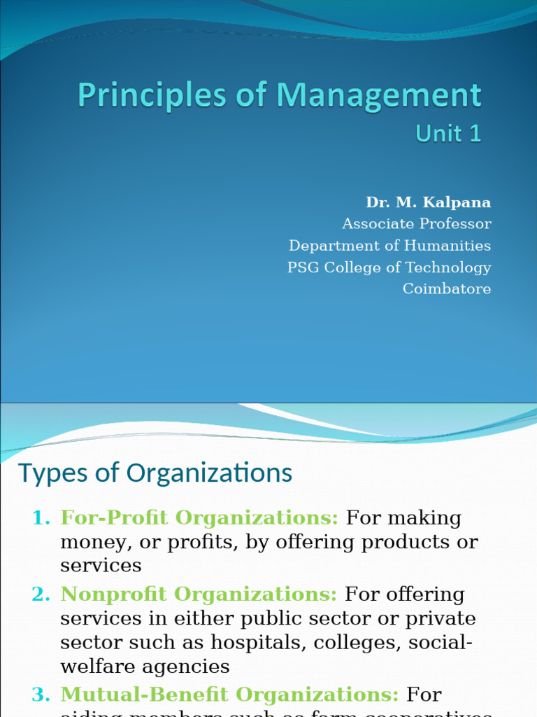Introduction To Management Unit - 1 | PDF | Goal | Efficiency