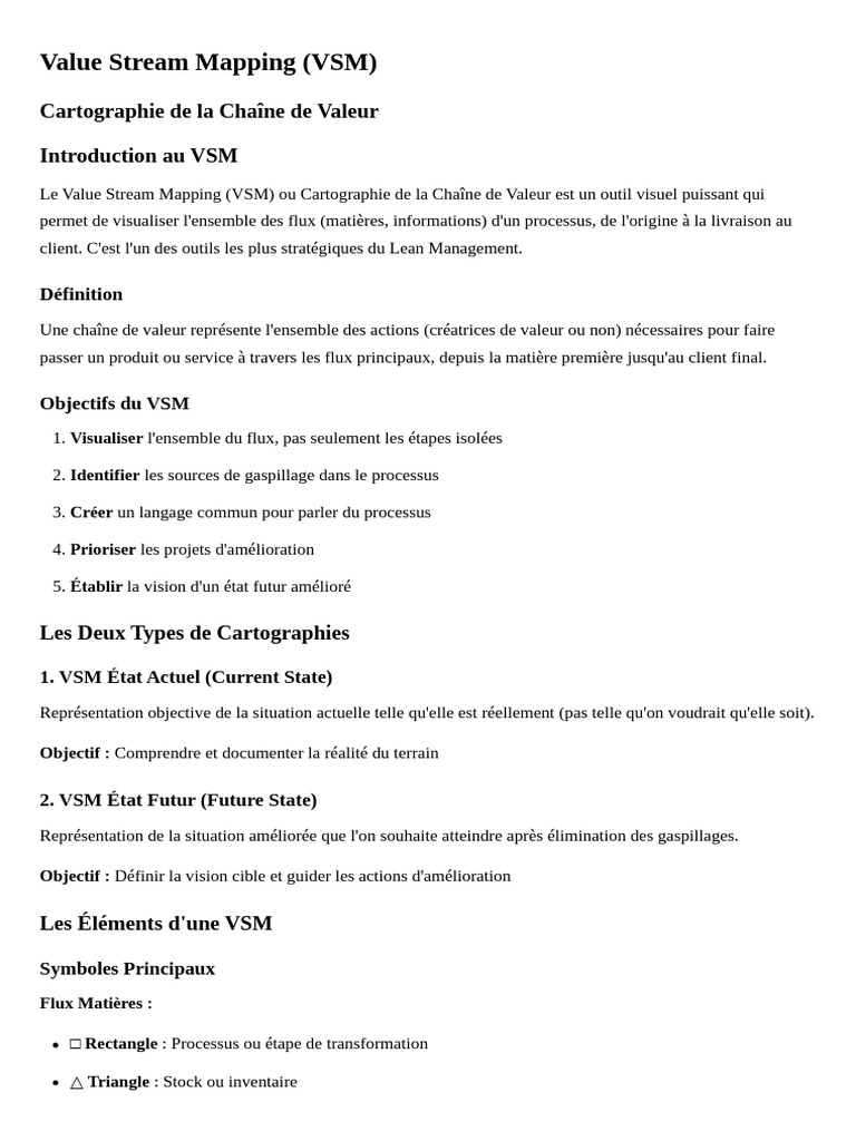 Document 4 - Value Stream Mapping (VSM) | PDF | Business | Inventaire