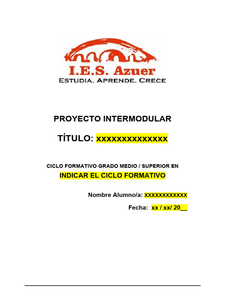 Plantilla Proyecto Intermodular CFGM-GS DPTO FM (1) | PDF | Sistema de manejo de calidad | Business