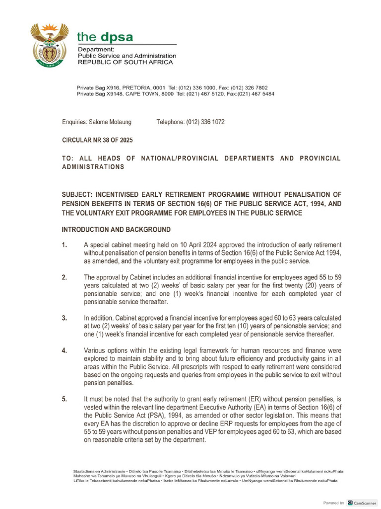 Circular On Early Retirement Without Pension Penalties and Voluntary ...