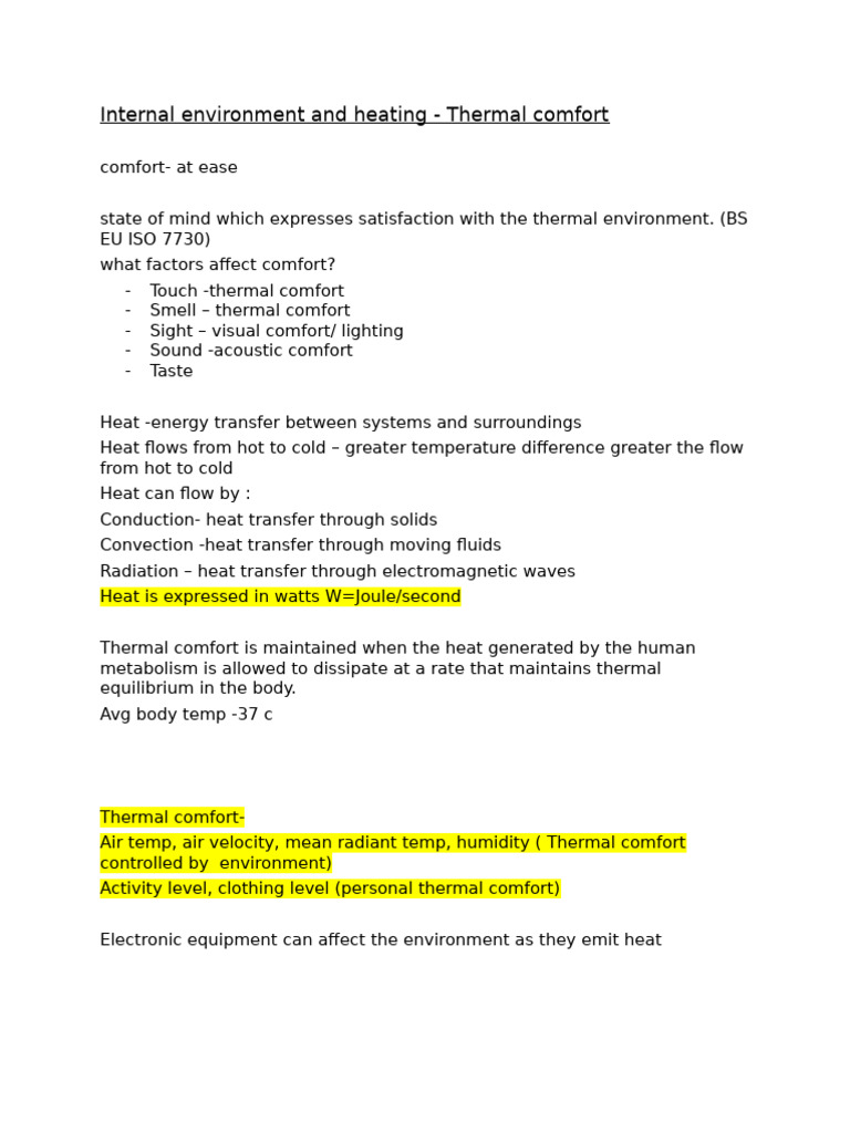 Internal Environment and Heating | PDF | Heat Transfer | Branches Of ...