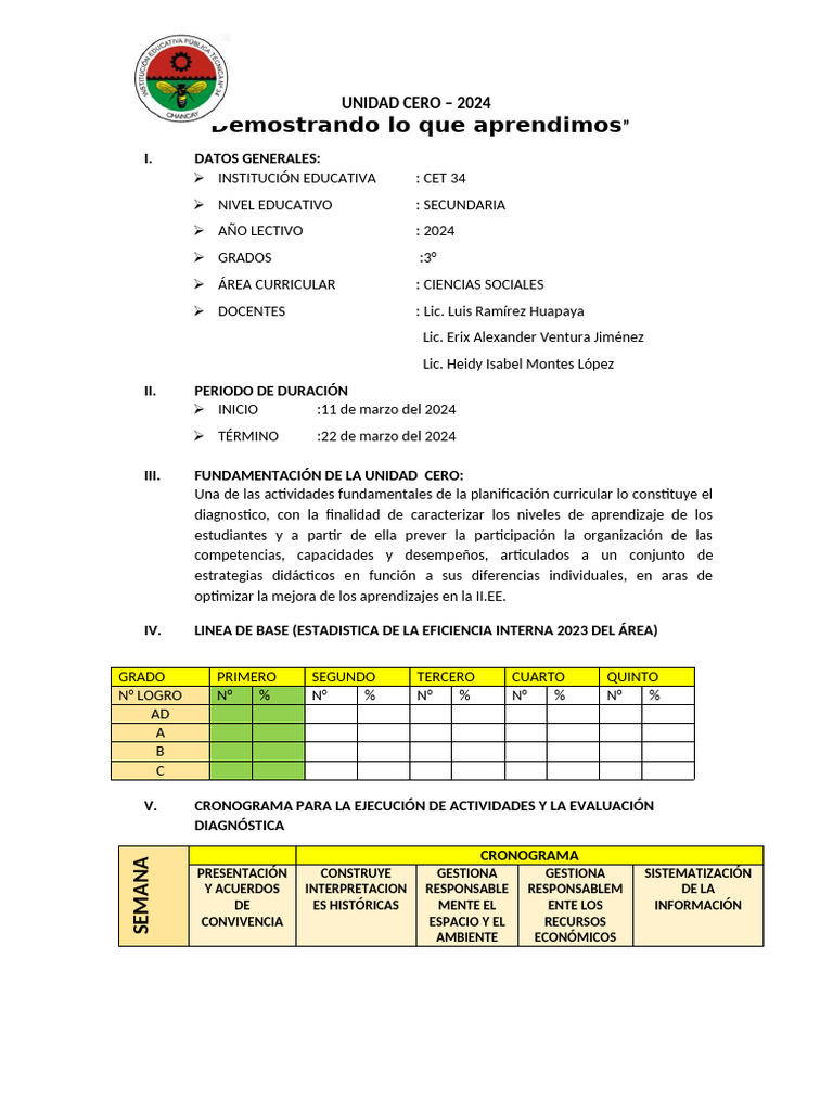 Unidad-Cero 3ro CCSS | PDF | Evaluación | Sustentabilidad