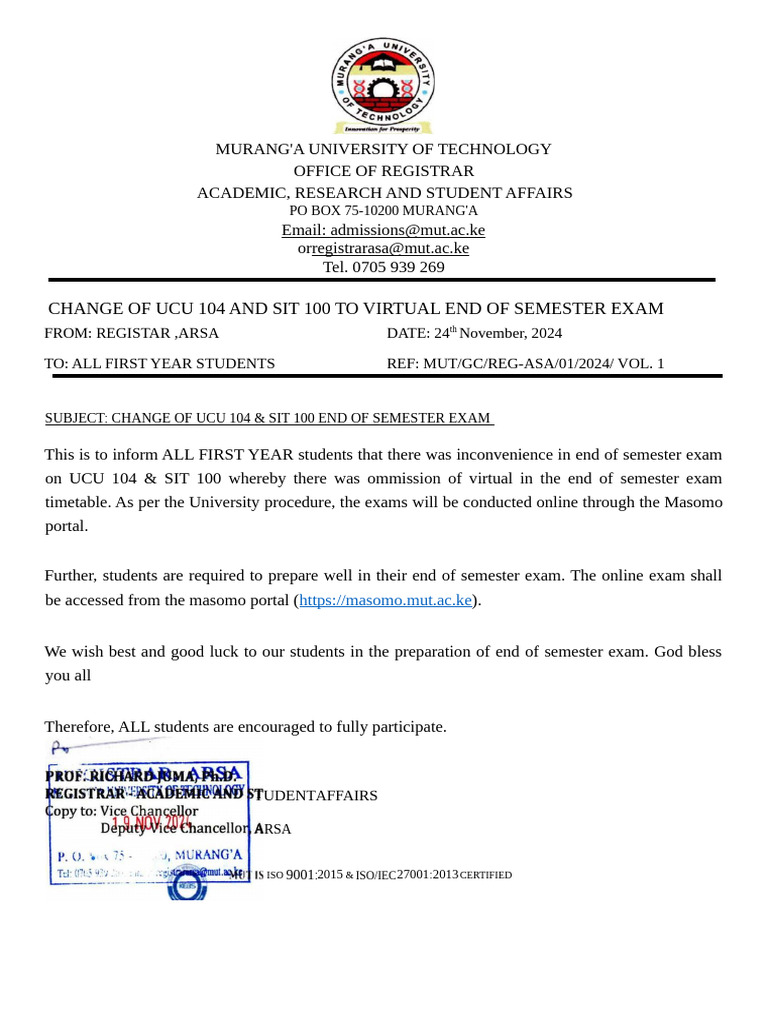 Change of Ucu 104 & Sit 100 To Virtual | PDF