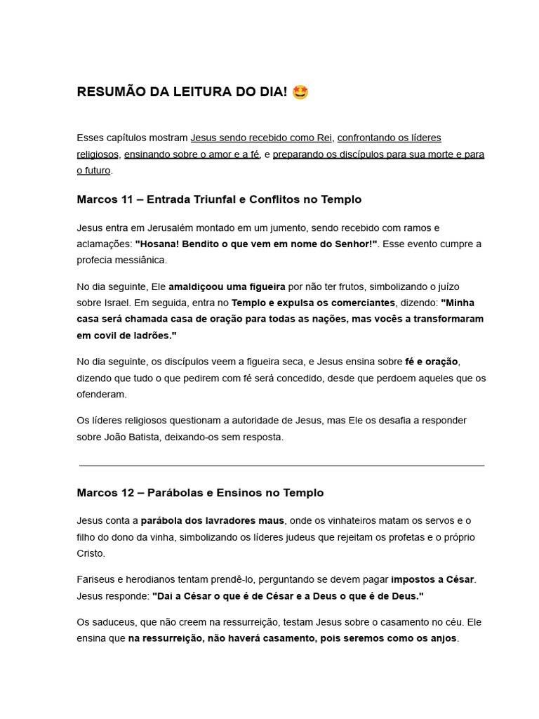 Ensinamentos de Jesus em Marcos 11-13 | PDF | Jesus | Escatologia