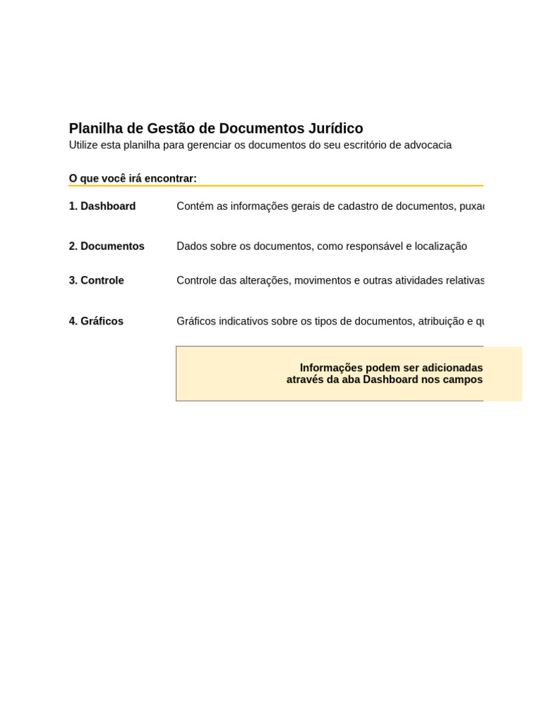 Dashboard de Gestao de Documentos EPlanilhas.com.Br | PDF