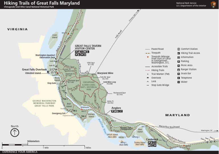 Great Falls Park Hiking Map | PDF | Hiking | Walking