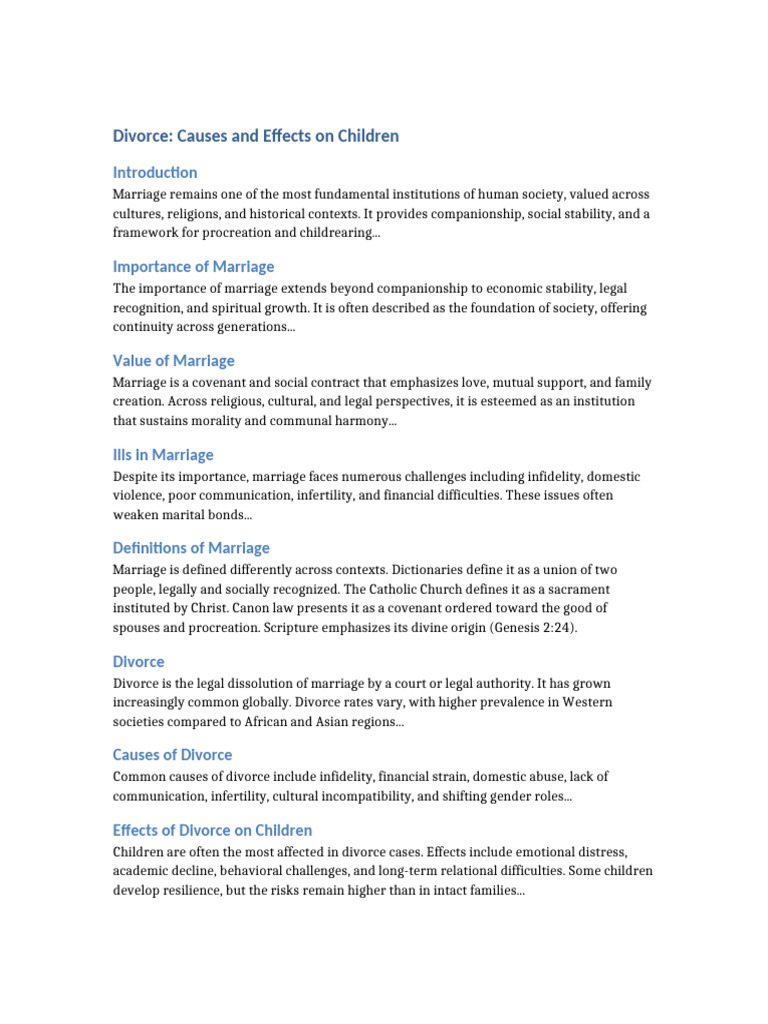 Divorce Project | PDF | Divorce | Marriage