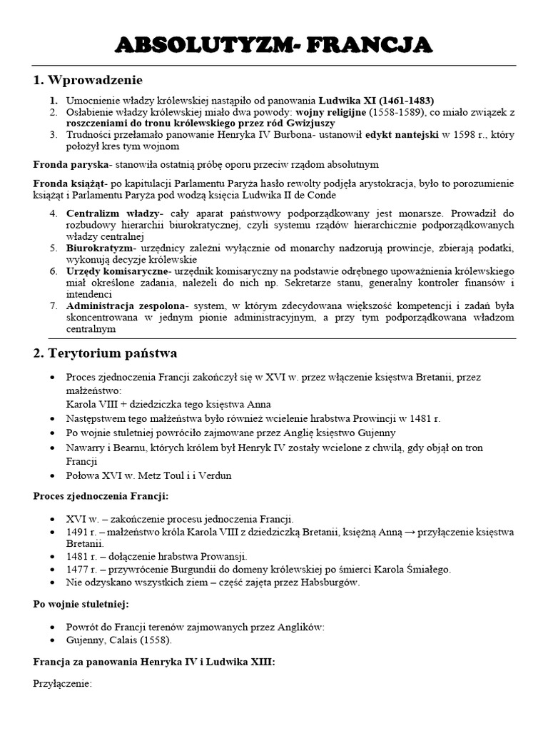 Absolutyzm Francja | PDF