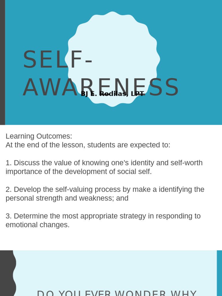 Understanding Self-Awareness Benefits | PDF | Emotions | Philosophy Of Self