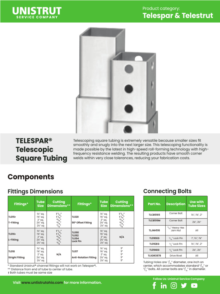 Telespar & Telestrut Tubing Overview | PDF | Beam (Structure) | Pipe ...