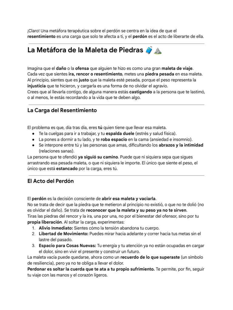 Metáfora del Perdón: Libérate del Rencor | PDF