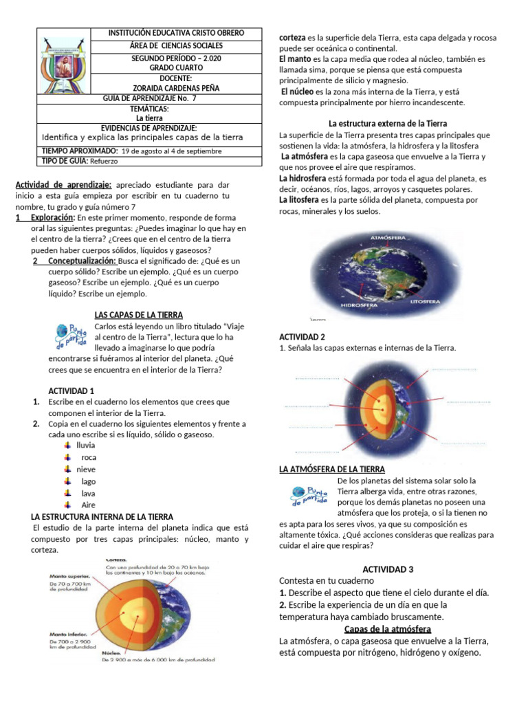 Capas de la Tierra para Niños | PDF | Tierra | Atmósfera de tierra