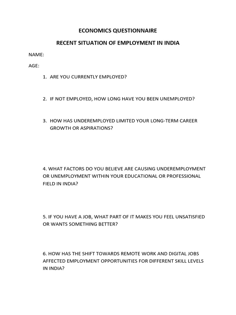 Economics Questionnaire (Class 12) | PDF
