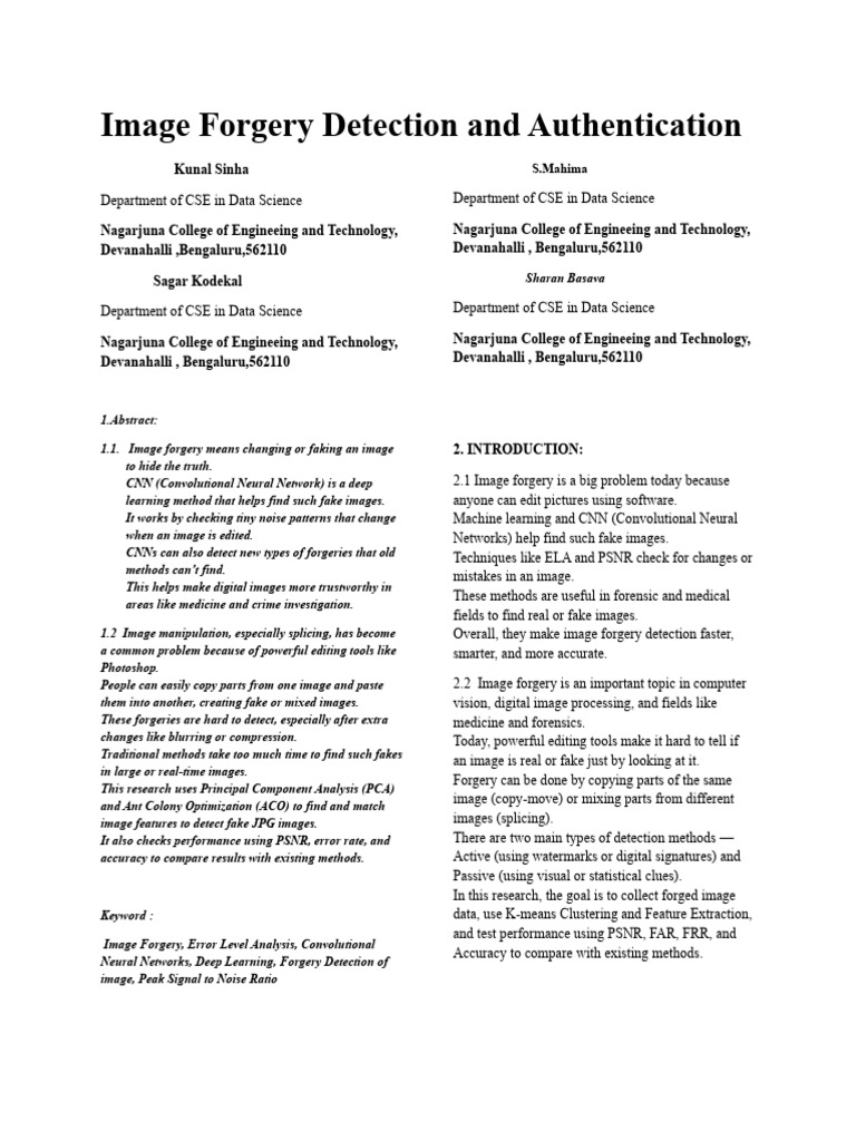Image Forgery Detection and Authentication | PDF | Image Segmentation ...