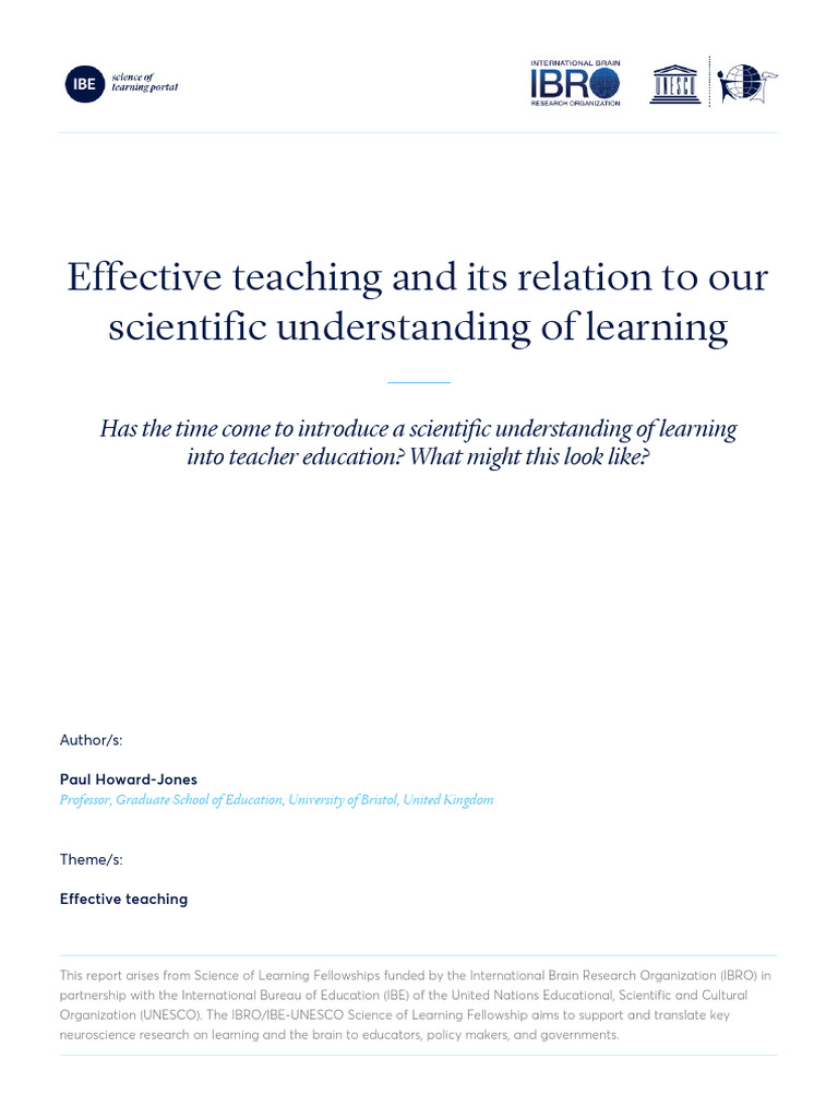 Scientific Insights for Effective Teaching | PDF | Learning | Teachers