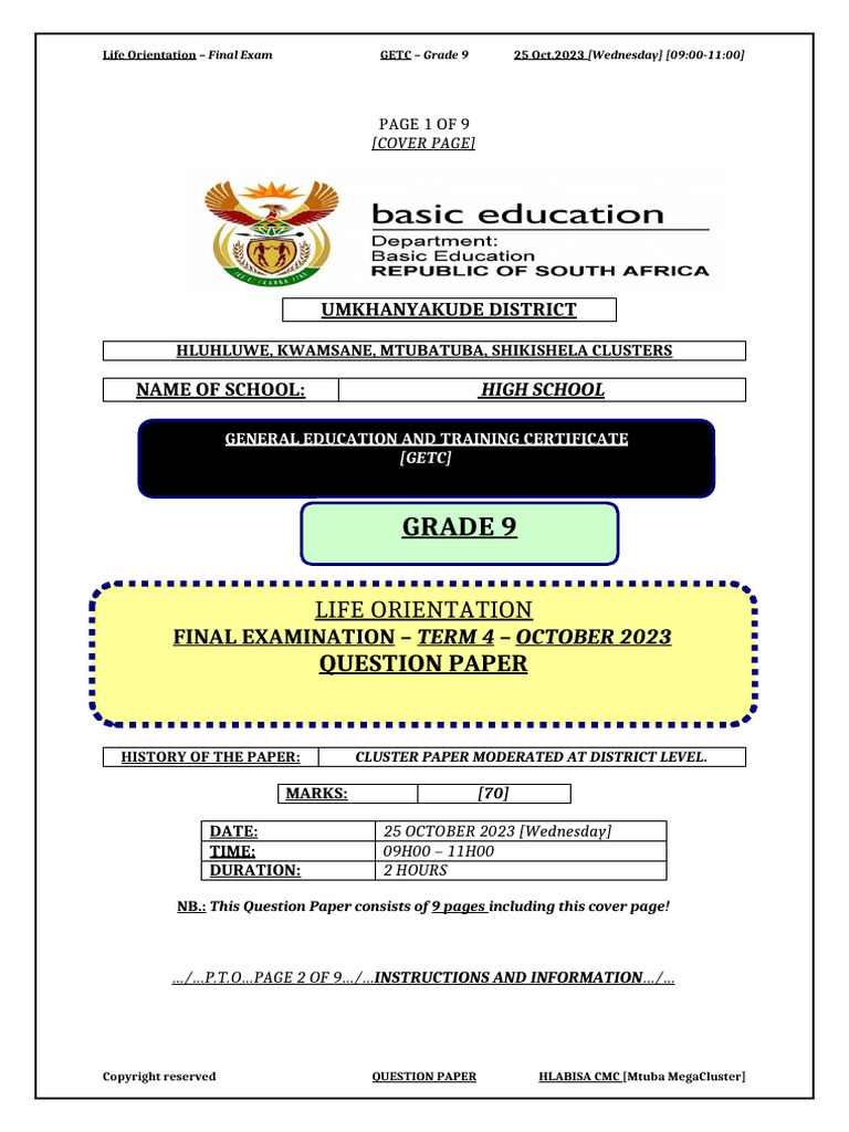 Lo 9 Final Exam 2023 Question Paper - 043917 | PDF | Mahatma Gandhi