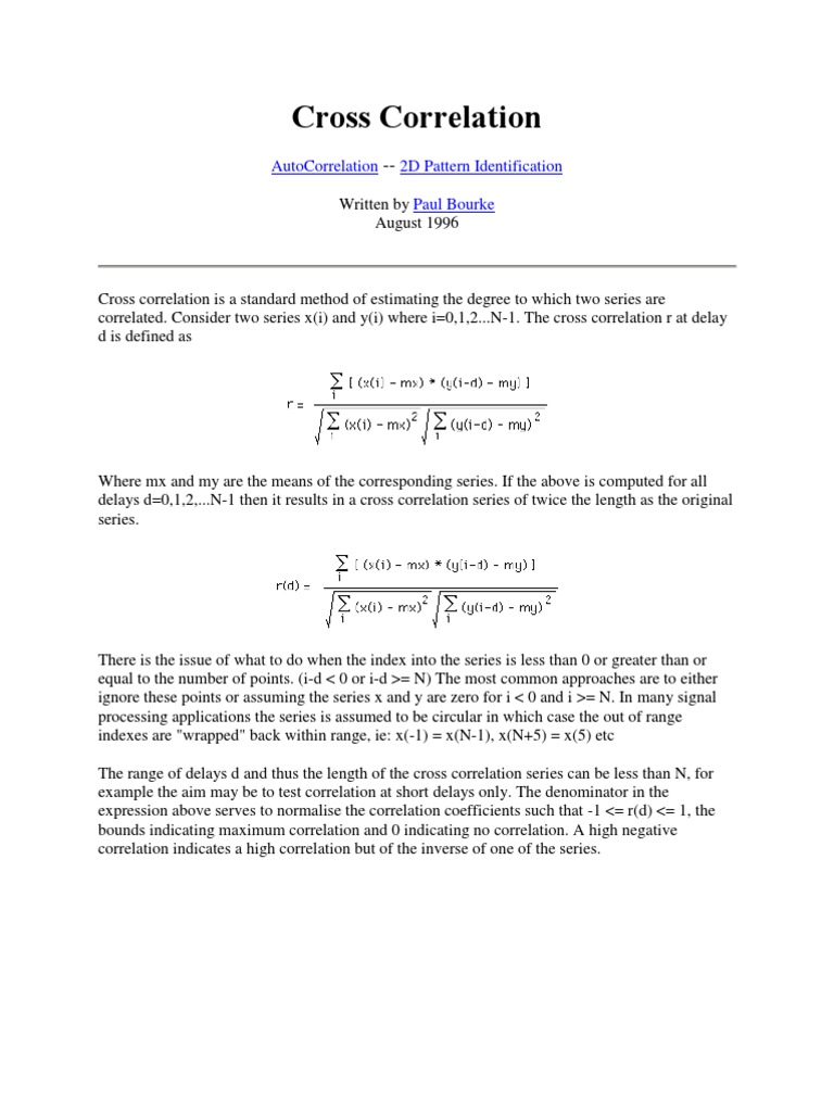 2d Pattern Identification Using Cross Correlation Pdf