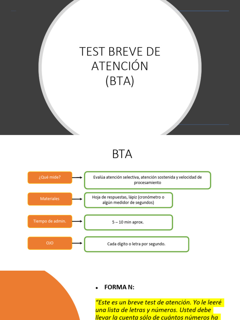 Test Breve de Atención (BTA) y Su Interpretación | PDF | Psicología ...