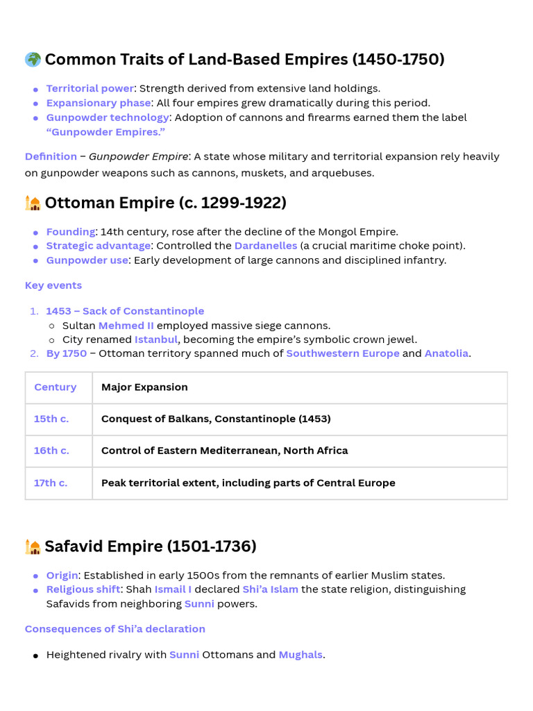 ? Common Traits of Land Based Empires (1450 1750) | PDF | Mughal Empire ...