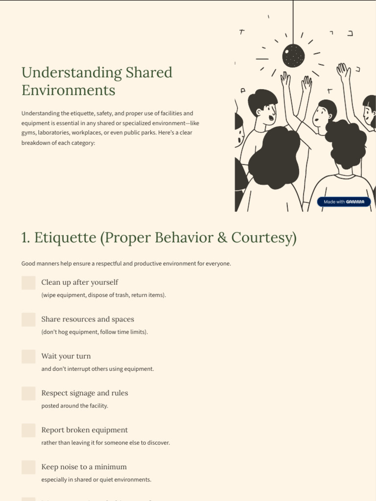 Understanding Shared Environments | PDF | Safety | Etiquette