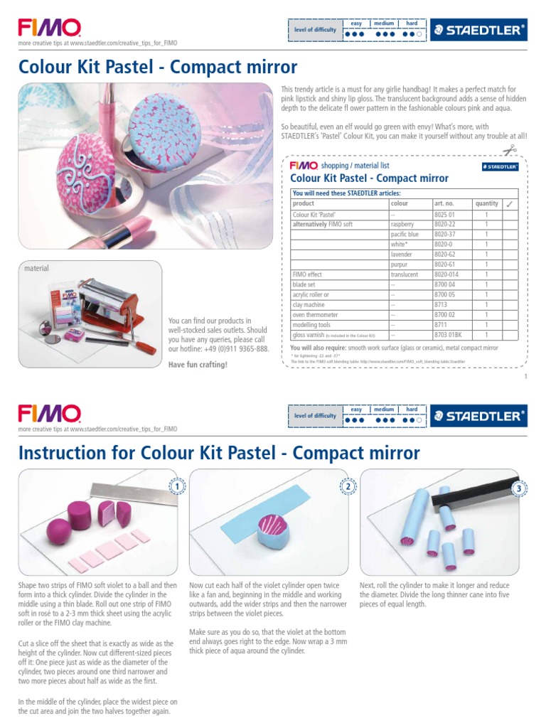 FIMO Colour Kits Compact Mirror | PDF | Mirror | Manmade Materials