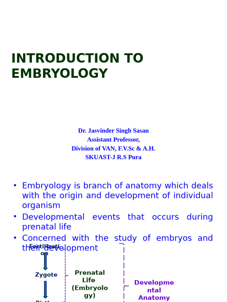 Introduction To Embryology | PDF | Reproduction | Developmental Biology