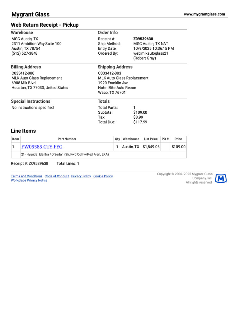 Mygrant Glass Return 20251010 | PDF