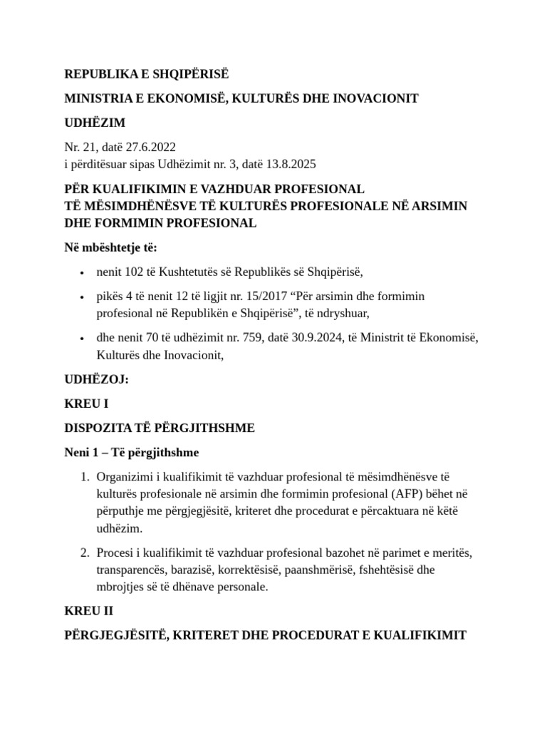 Udhezimi I Plote I Kualifikimit | PDF