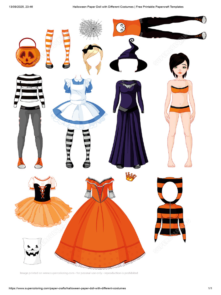 Halloween Paper Doll With Different Costumes - Free Printable ...