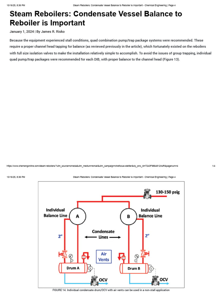 Steam Reboilers - Condensate Vessel Balance To Reboiler Is Important ...
