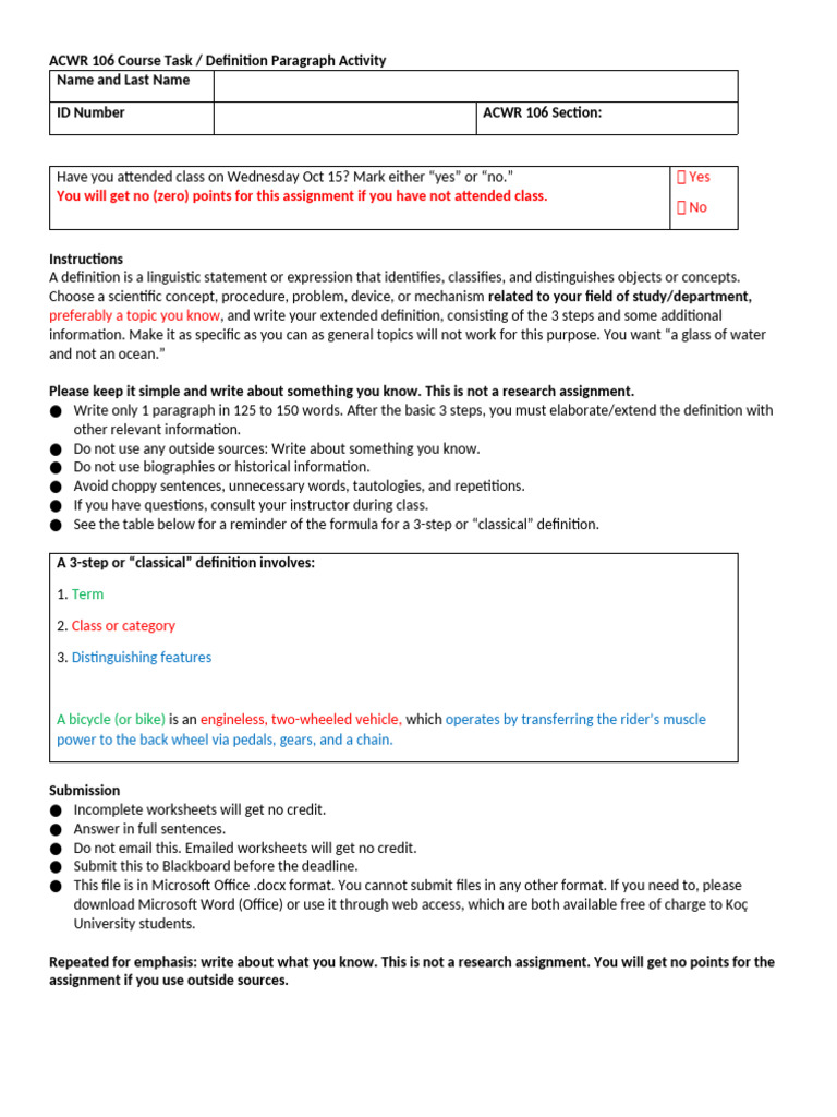 ACWR 106 Definition Paragraph Guidelines | PDF | Definition