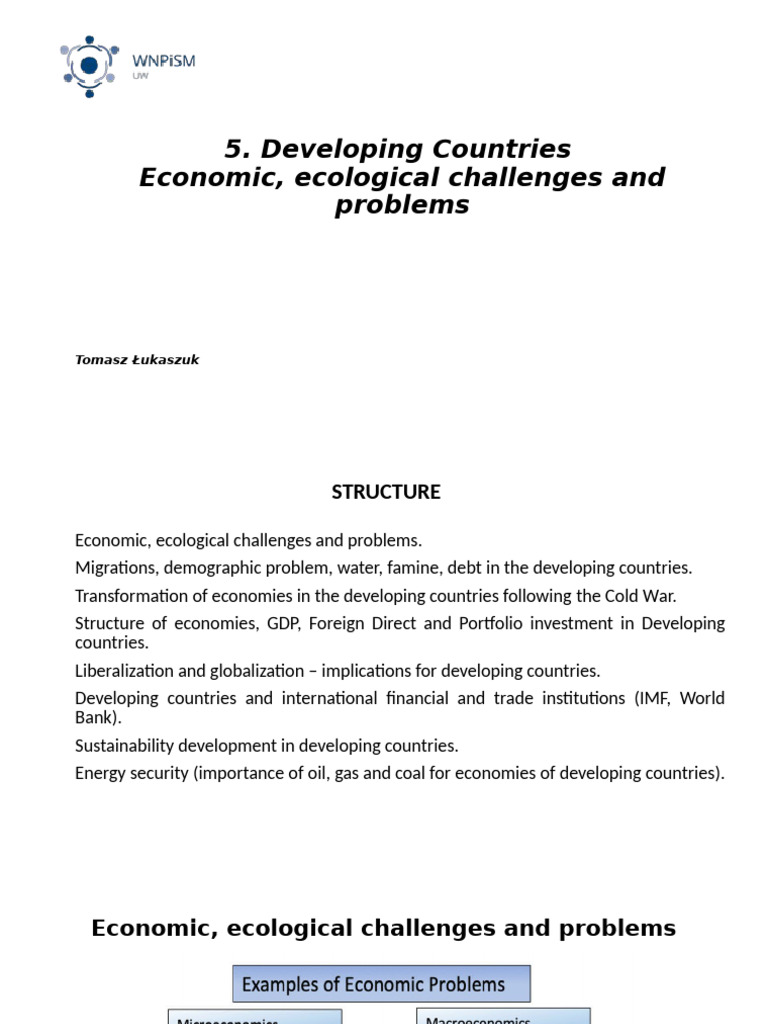 Developing Countries - Economic, Ecological Challenges and Problems ...