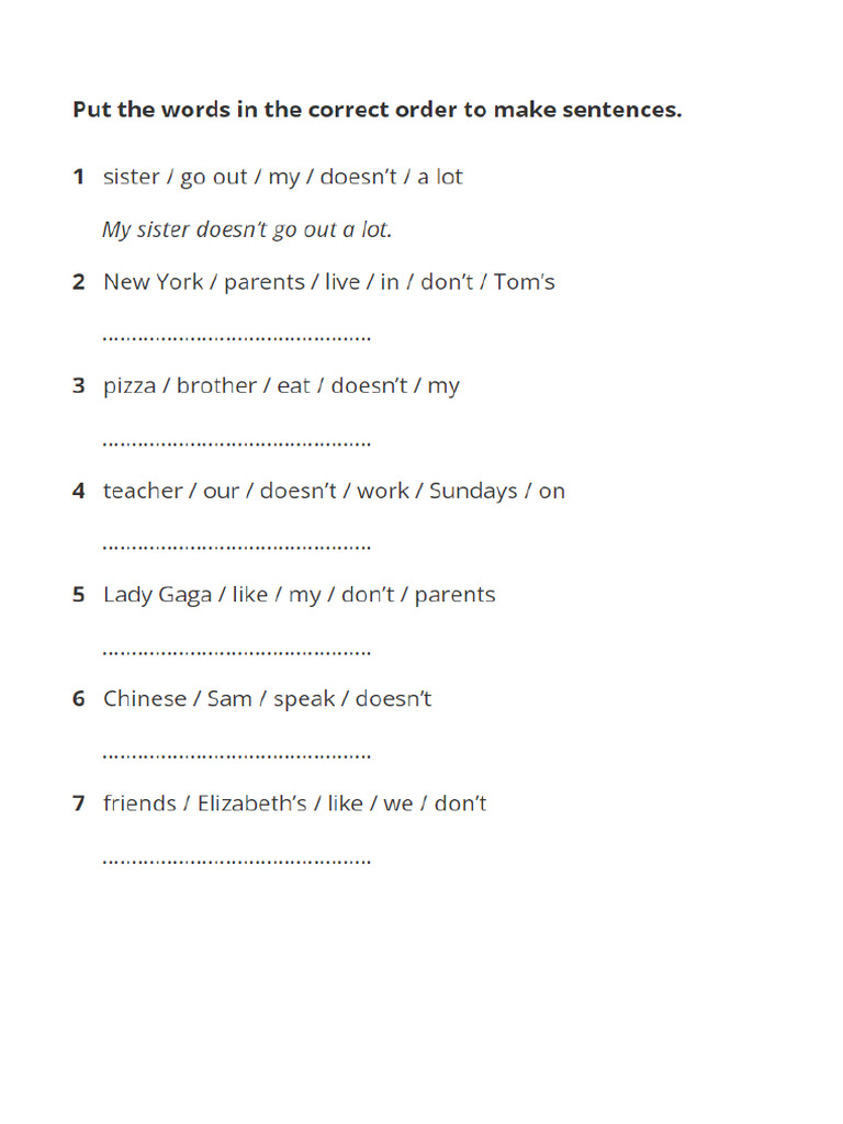 5D Negative Sentences | PDF