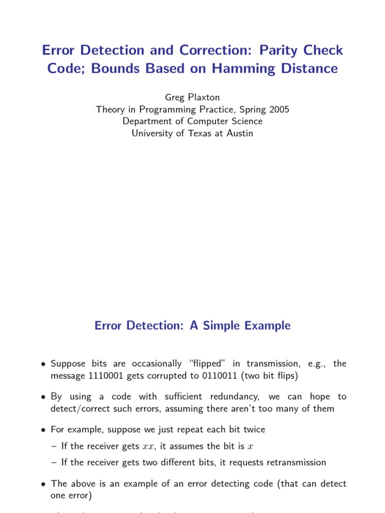 Bounds On Error Detection And Correction Capabilities Using Hamming