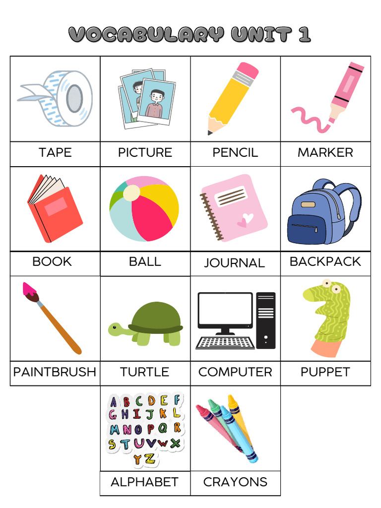 4 Years Vocabulary Unit 1 | PDF